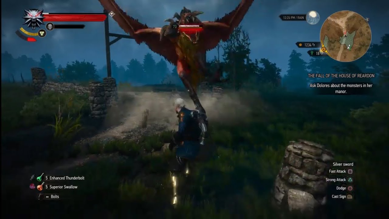 The Witcher 3: Wild Hunt Wyvern battle - YouTube