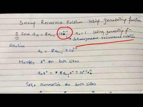 Solving recurrence relation using generating function - lecture 102/ discrete mathematics - YouTube