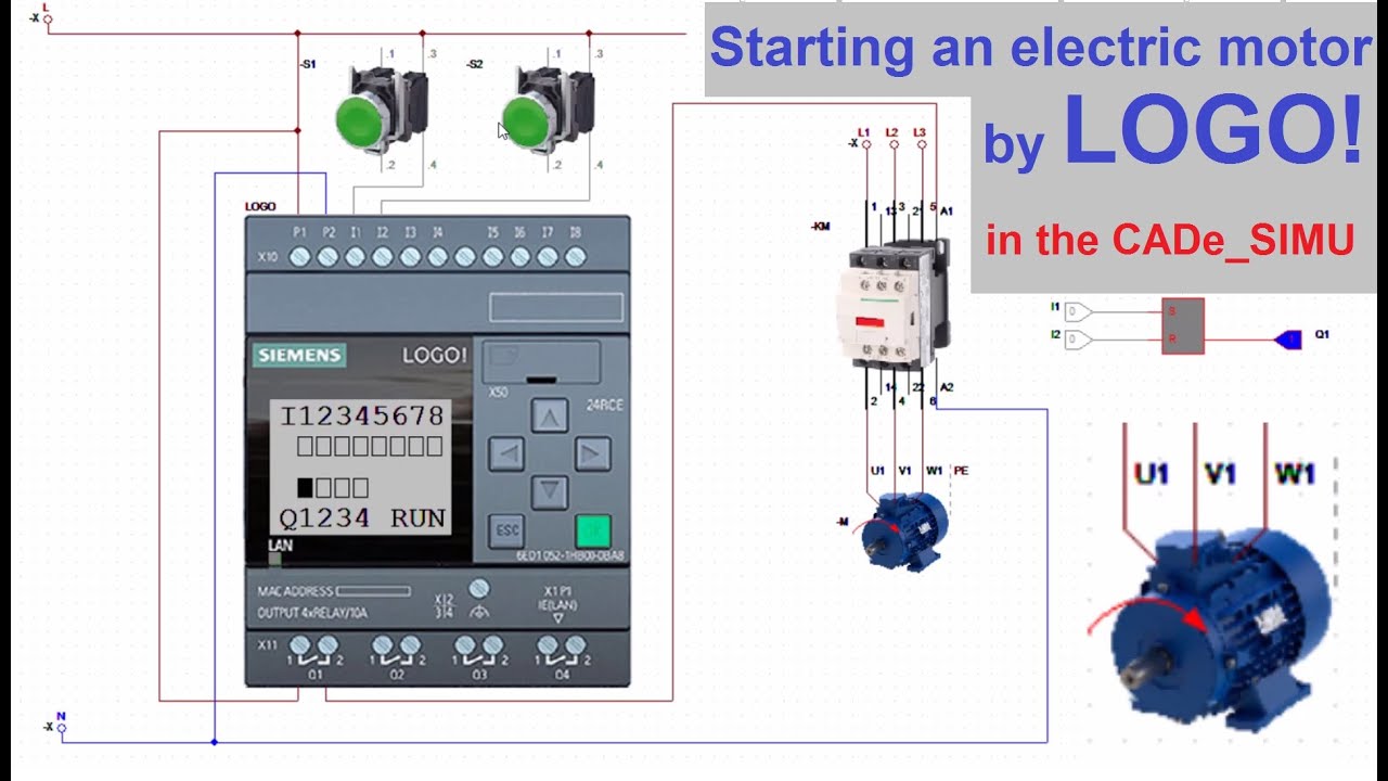Starting an electric motor by LOGO! in the CADe_SIMU software - YouTube