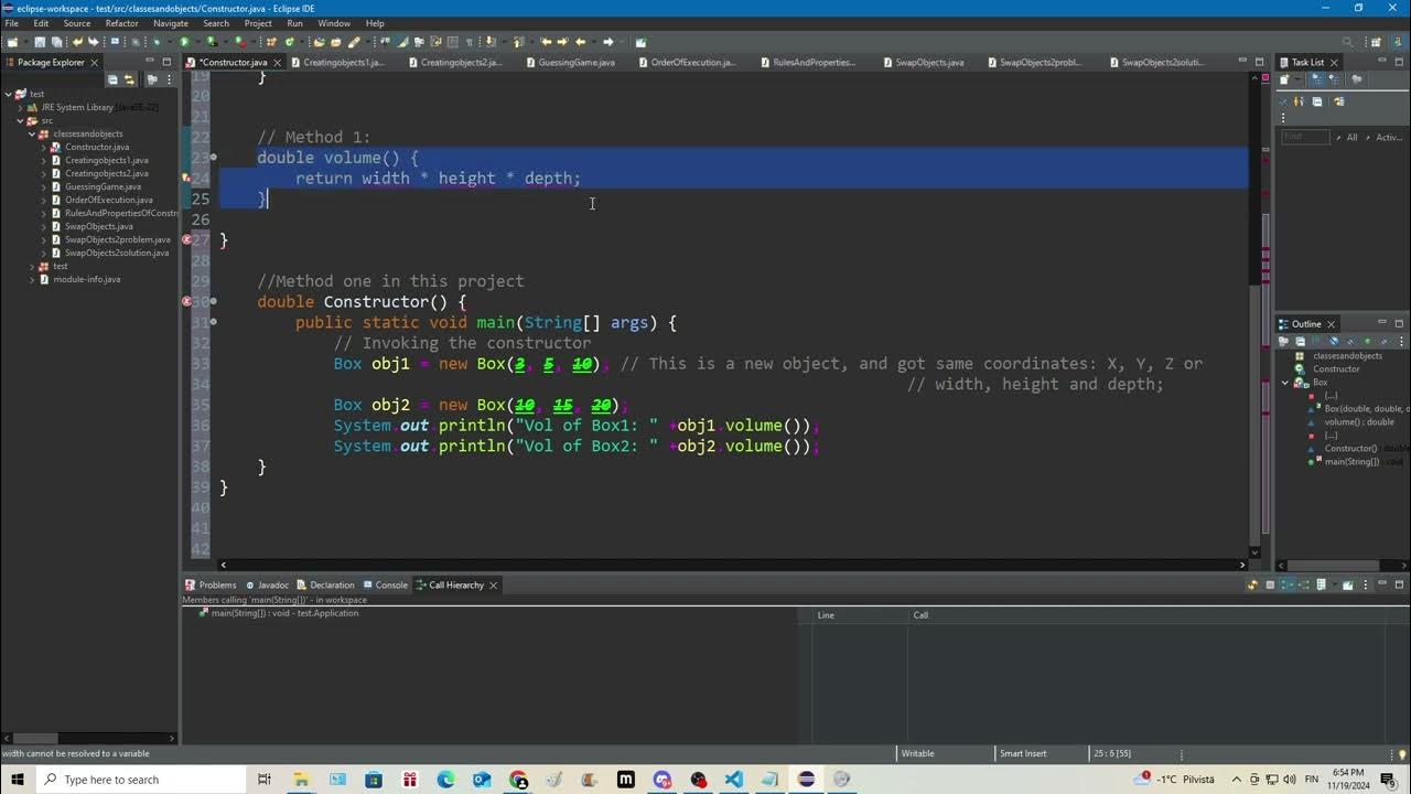 Learning about Java OOP, Classes, constructors, methods, parameters, etc all the OOP usual stuff ...
