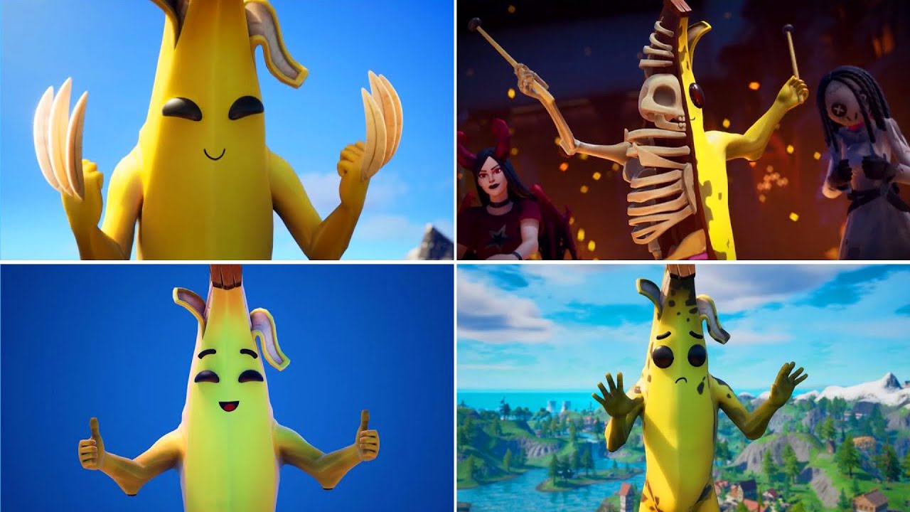 Evolution of Peely in Fortnite Trailers! All Peely Skin Trailers! - YouTube