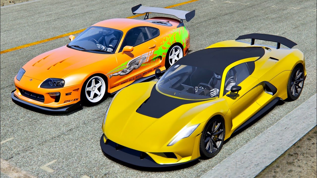 Hennessey Venom F5 vs Toyota Supra Fast and Furious - Drag Race 20 KM ...