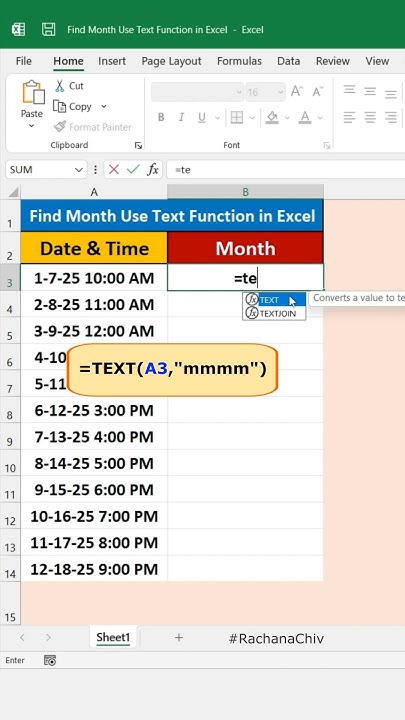 How to Find Month Name Using TEXT Function in Excel #short #excel #exceltips - YouTube