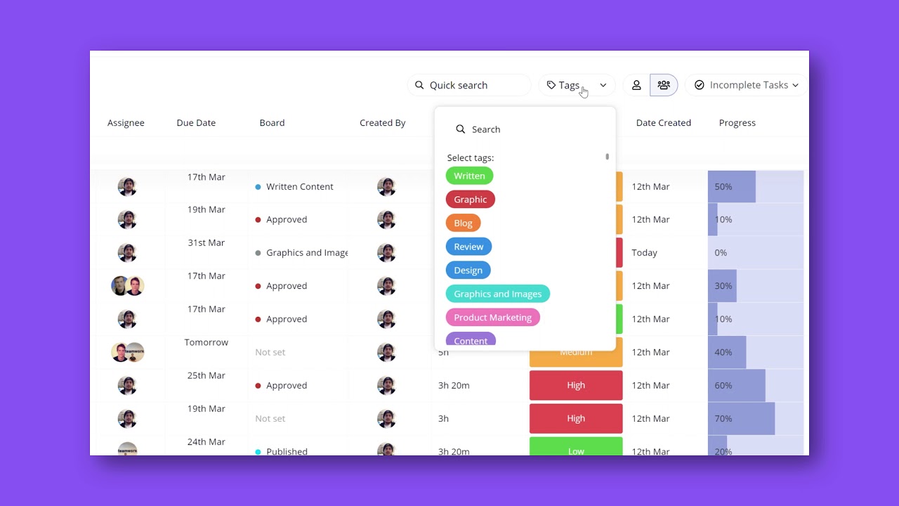 Teamwork Table View - YouTube
