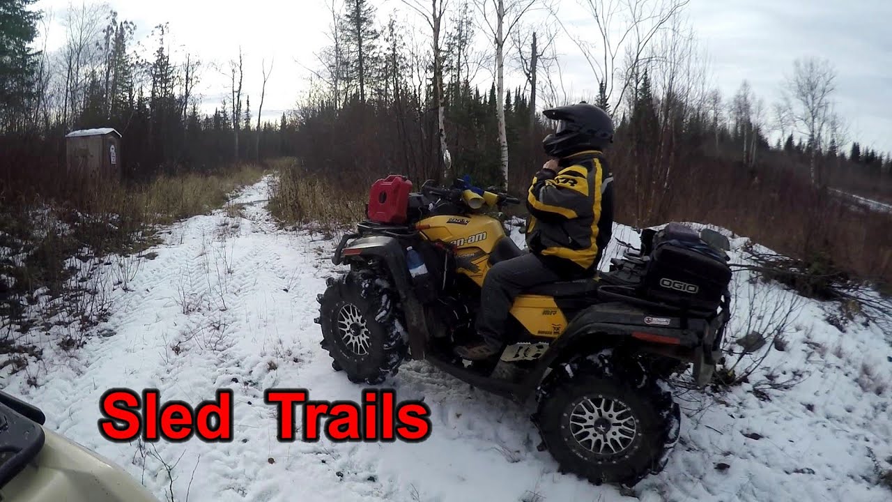 Searching for way across follow Gnarly Sled Trail Can Am Outlanders ...