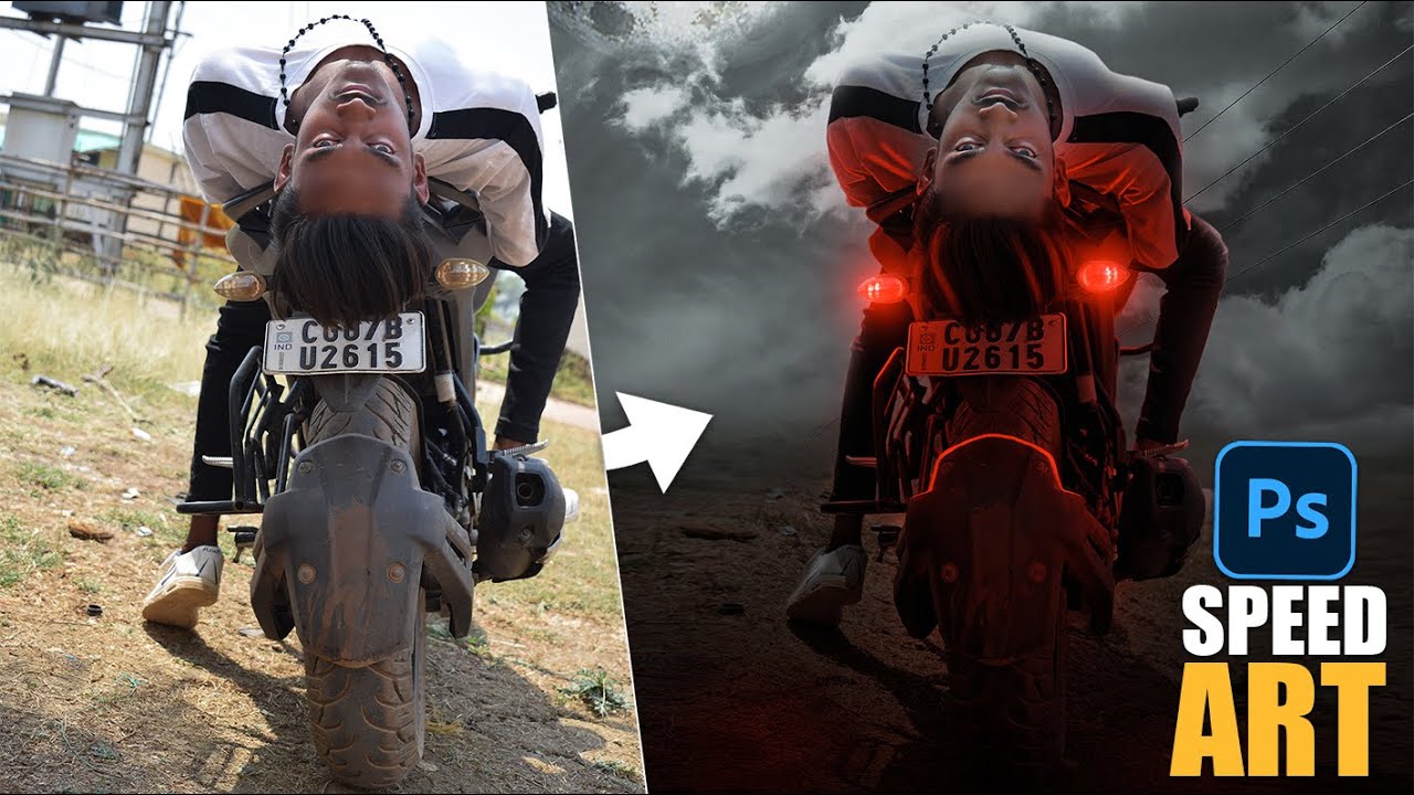 Bike Light Effect | Day To Night | photoshop editing speed Art - YouTube