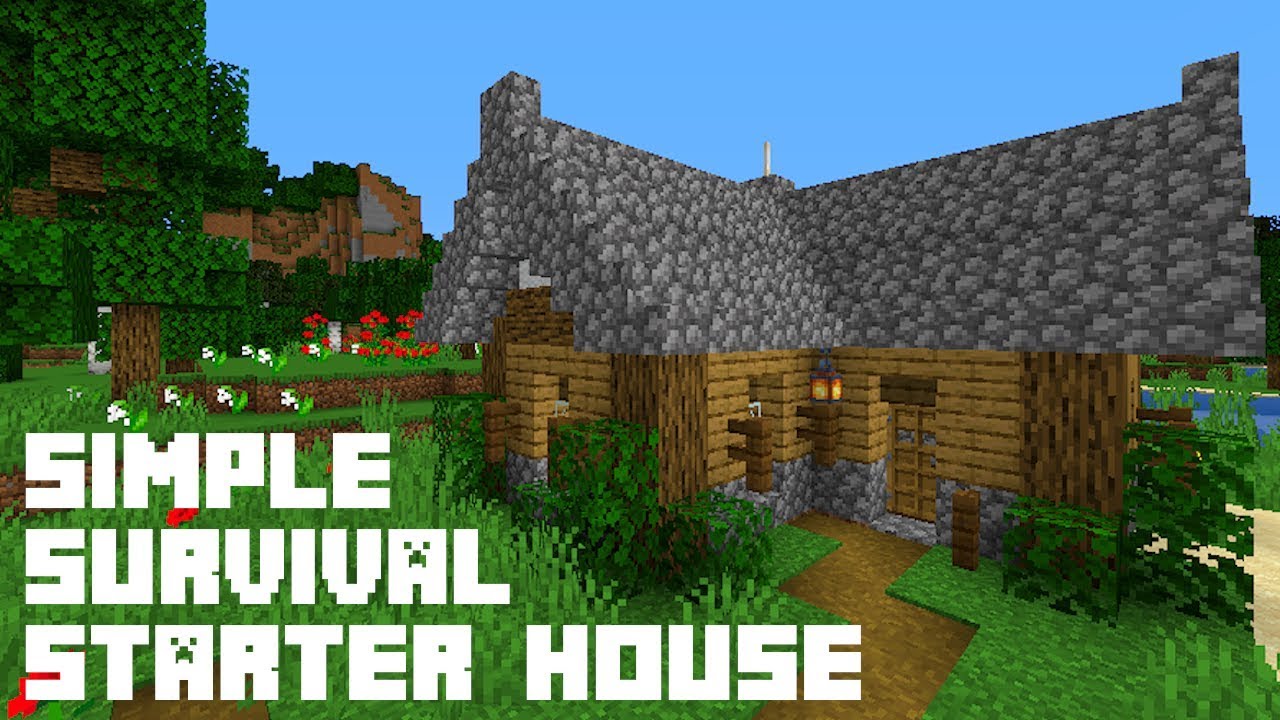 Simple Survival Starter House Tutorial! *EASY* (Bedrock/Pocket Edition ...