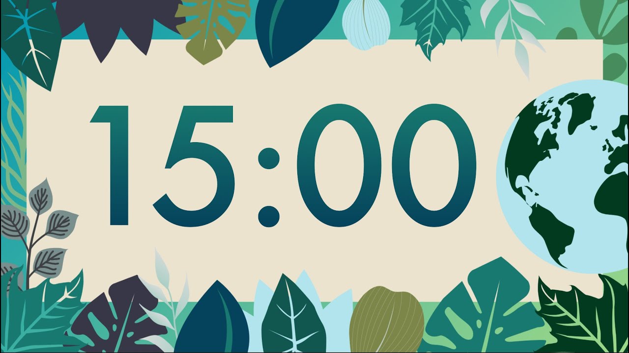 15 Minute Cute Earth Day Classroom Timer (No Music, Piano Alarm at End ...