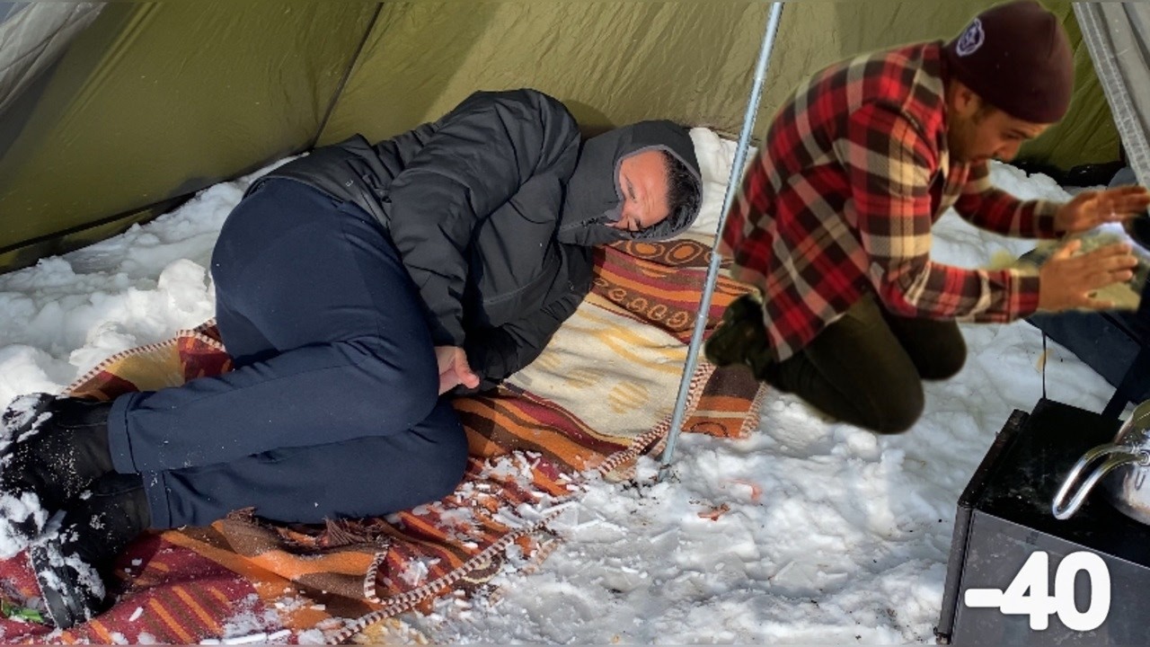 EXTREME -40° Solo Camping 4 Days | Solo Hot Tent Winter Camping in Snow ...
