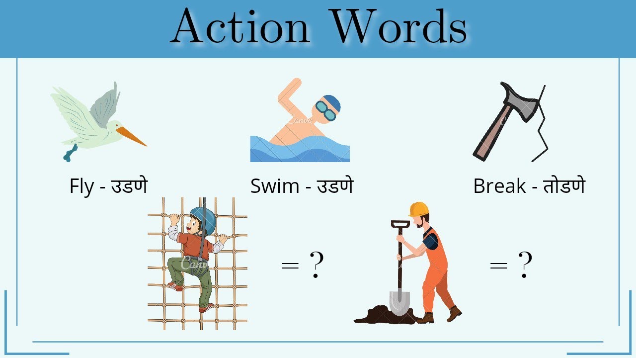 Action Words In English and Marathi | Action Words | Educational Video ...