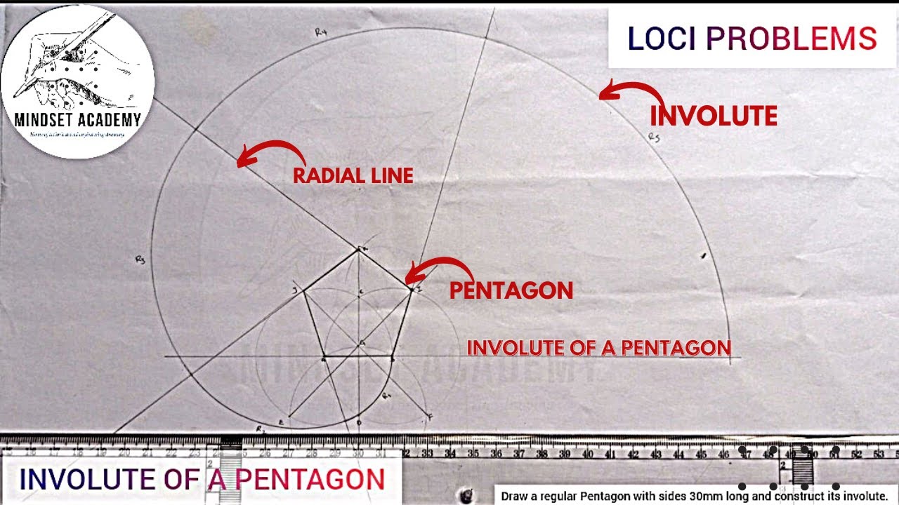 HOW TO DRAW INVOLUTE OF A PENTAGON ( LOCI PROBLEMS ) - YouTube