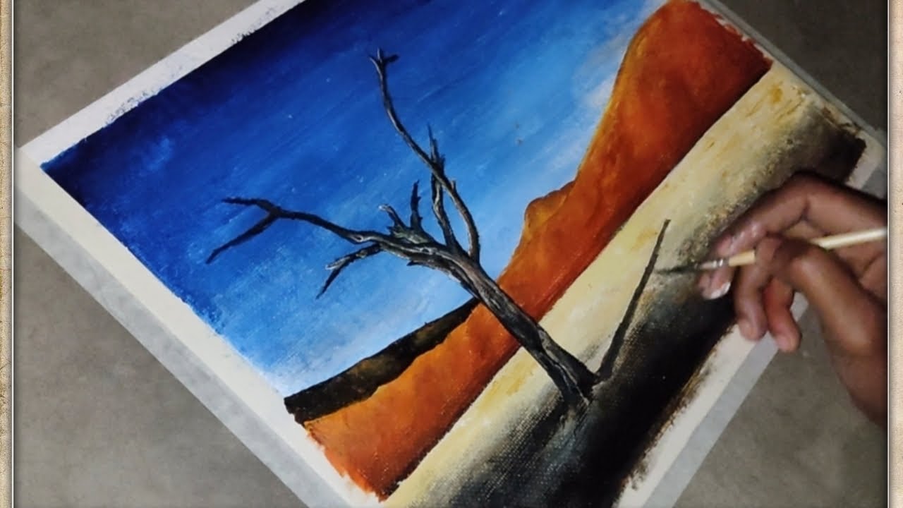 DAILY ARTWORK#4 Acrylic painting of NAMIBIA DESERT TREE - YouTube