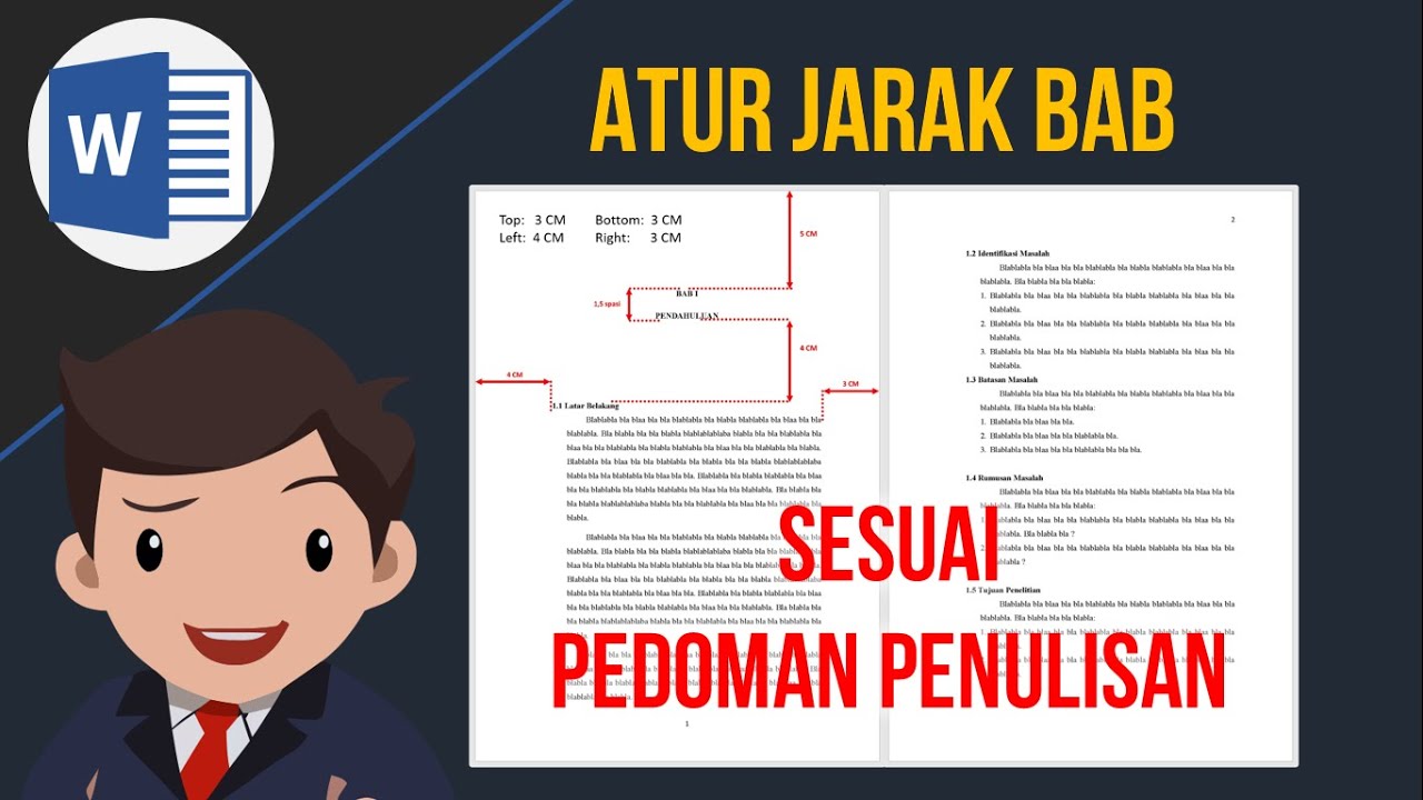 Cara mengatur Jarak BAB pada Skripsi sesuai pedoman penulisan - YouTube