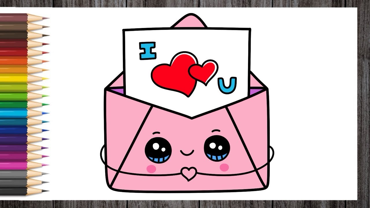 How to Draw a Cute Love Letter | Love Letter Drawing Easy for kids ...