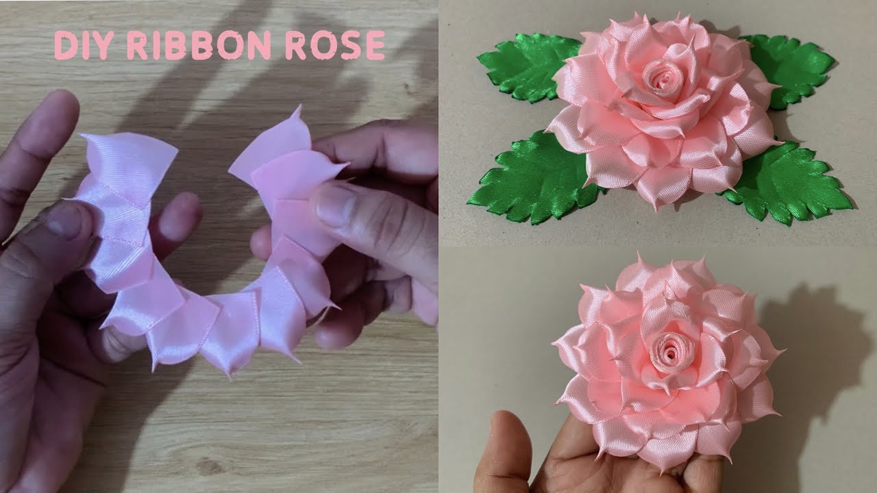 DIY Satin Ribbon Rose flowers | How to make ribbon rose | Ribbon ...
