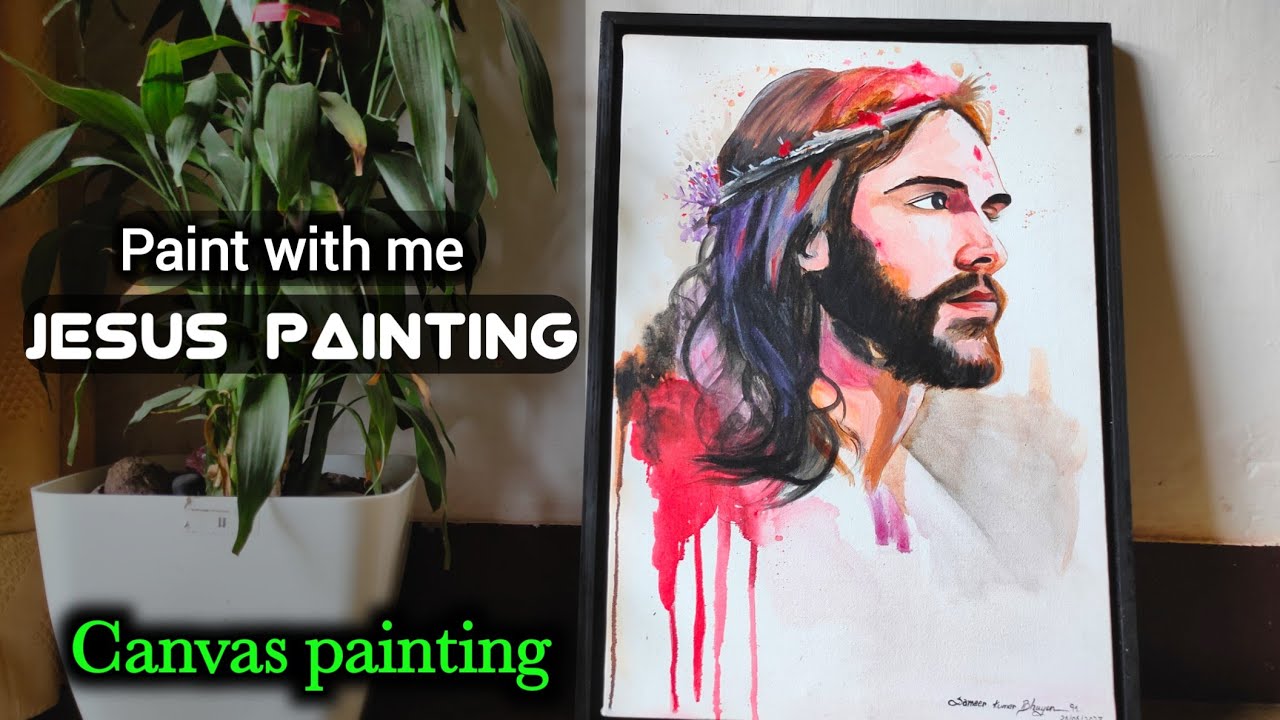 Jesus acrylic painting || Canvas Painting - YouTube