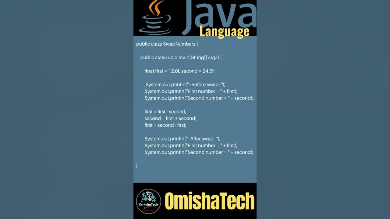 Swap Two Number Without Using Temporary Variable Java Programming