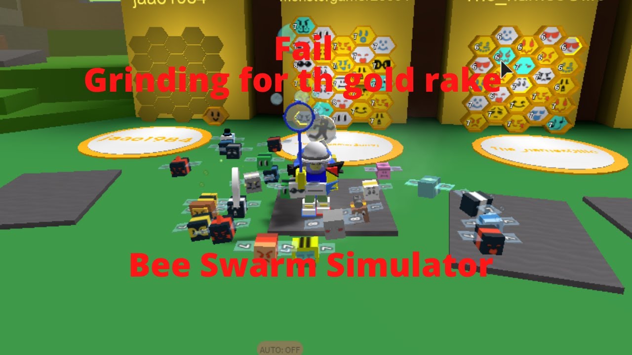 Roblox Bee swarm simulator Grinding for The Gold Rake Boring Fail😒😒 ...