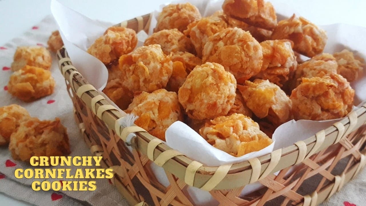 Biskut Cornflakes Rangup | Crunchy Cornflakes Cookies | Eggless | No ...