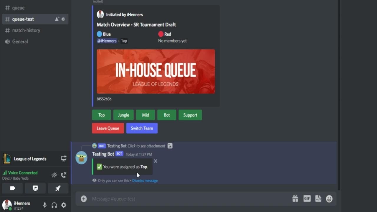 In-House Queue Discord Bot Demo | In House Bot Custom games manager - YouTube