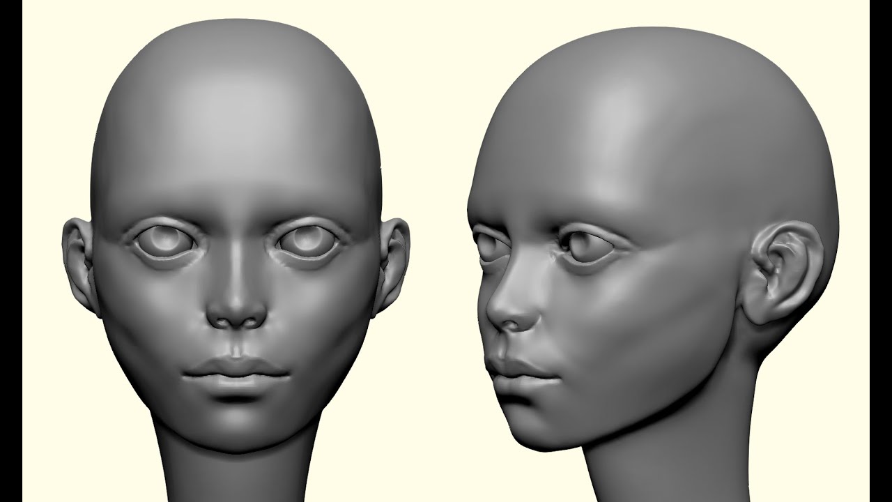 Second Attempt on Sculpting a Female Head in ZBrush - YouTube