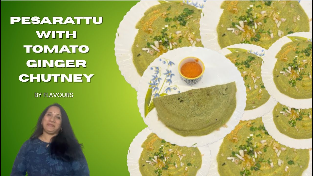 💯Healthy Breakfast Recipe- Pesarattu / Green Gram Dosa / Pesarattu with ...