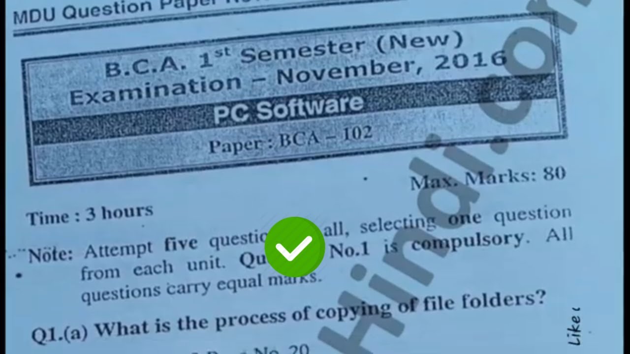 [2016] Mdu BCA 1st Sem PC Software Question Paper #MduQuestionPaper ...