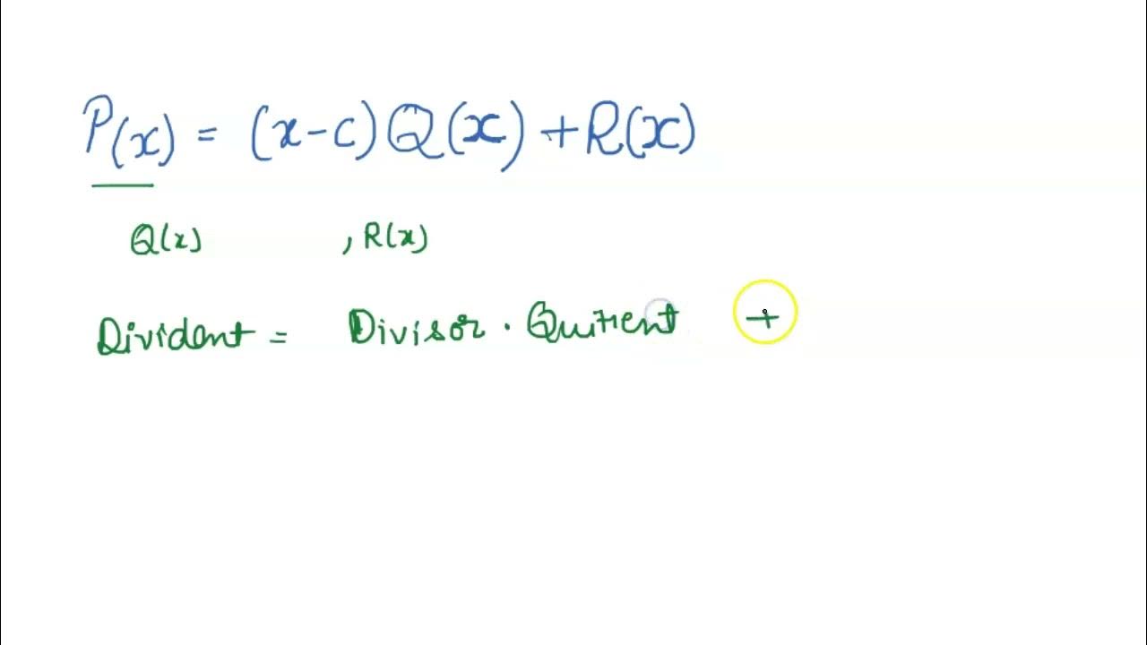 p(x) = (x-c)Q(x) + R(x) what is Q(x) and R(x) - YouTube