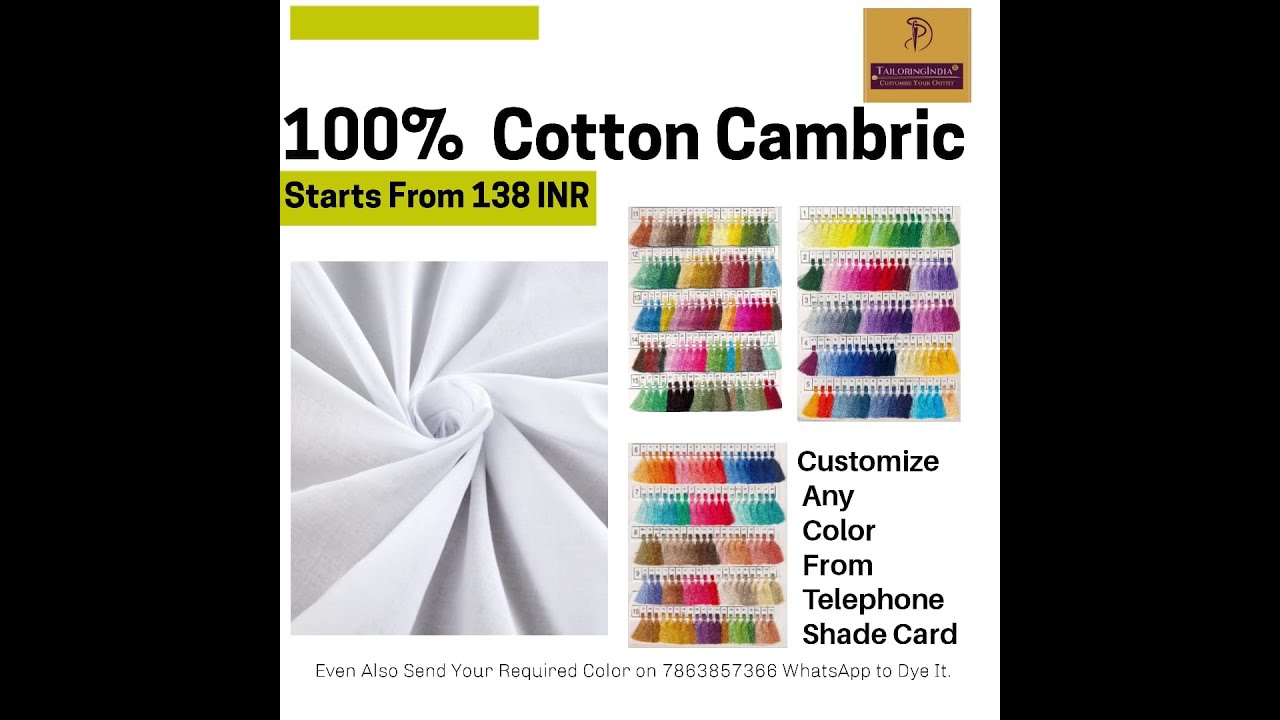 100% Cotton Cambric Customize Color Option - YouTube