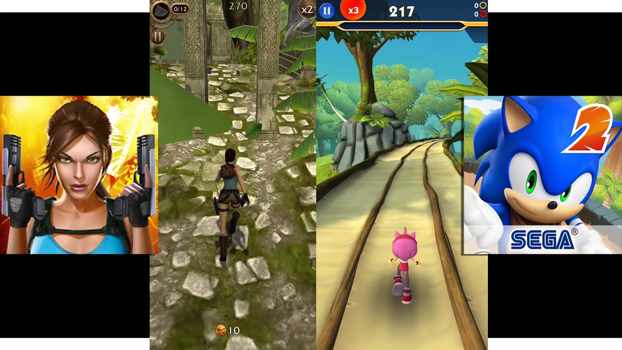 Lara Croft Relic Run Vs Sonic Dash 2 Sonic Boom - YouTube