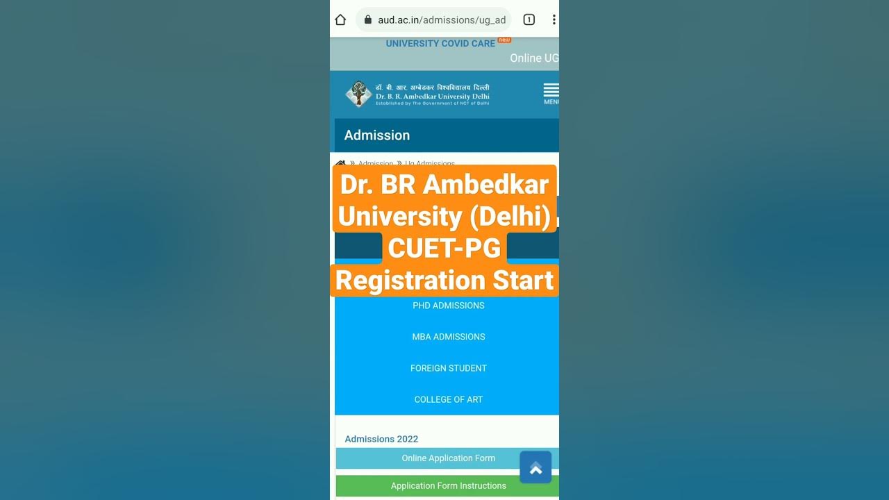 Dr Br Ambedkar University Delhi Cuet Pg Registration Portal Opened