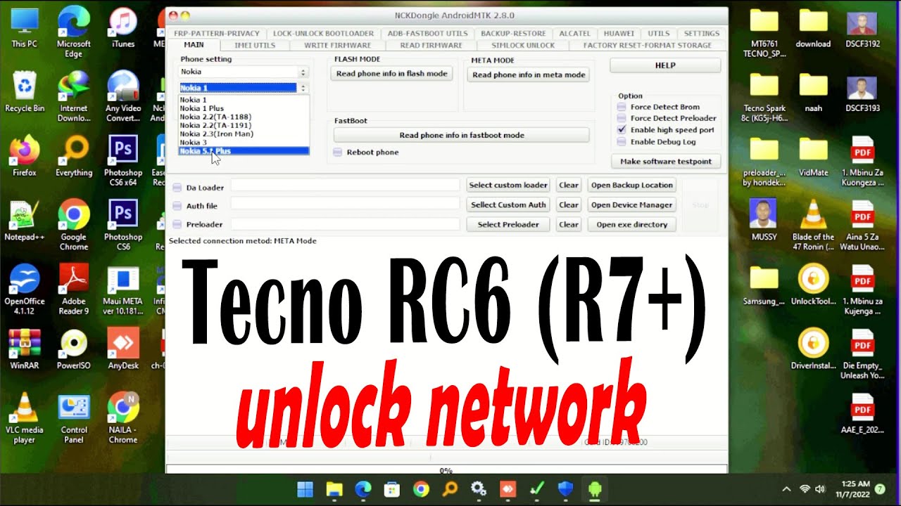 How to unlock network Tecno RC6 (R7+) and use all networks 100% done ...