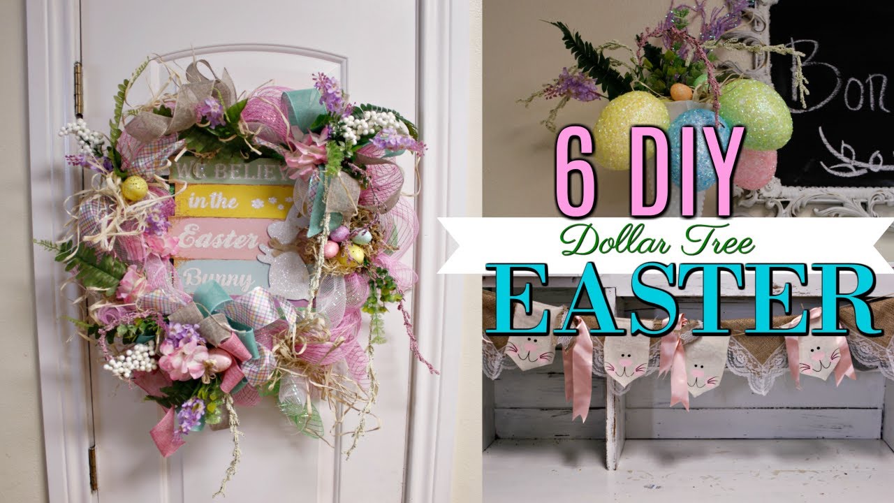 🐇 6 DIY DOLLAR TREE EASTER SPRING DECOR CRAFTS 🐇 DECO MESH WREATH ...