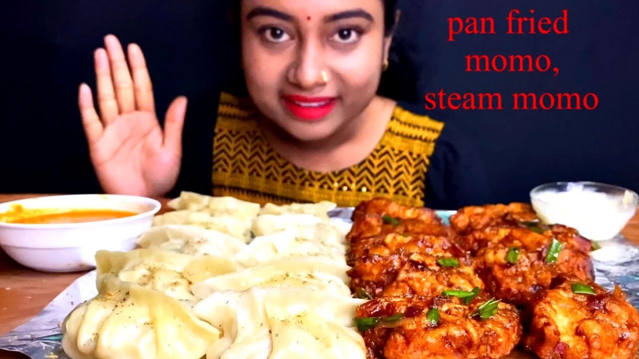 EATING CHICKEN STEAM MOMO WITH PAN FRIED MOMO !! EATING SHOW *SUKLAR ...