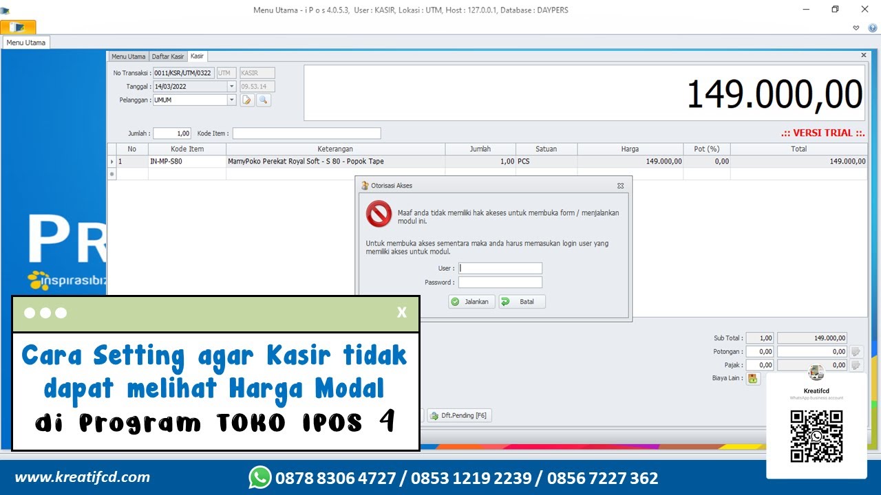 Cara Setting agar Kasir tidak dapat melihat Harga Modal di IPOS 4 - YouTube
