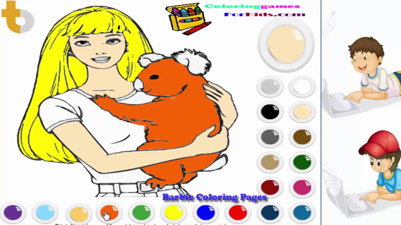 Game tô màu barbie and koala | COLORING BARBIE AND KOALA | barbie games ...