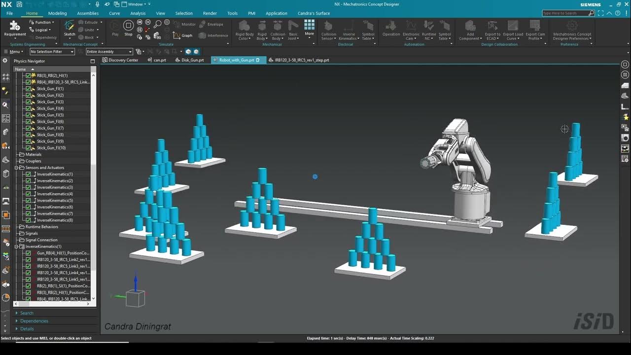 Siemens NX MCD - Robotic Arm with Revolver Gun Simulation - YouTube