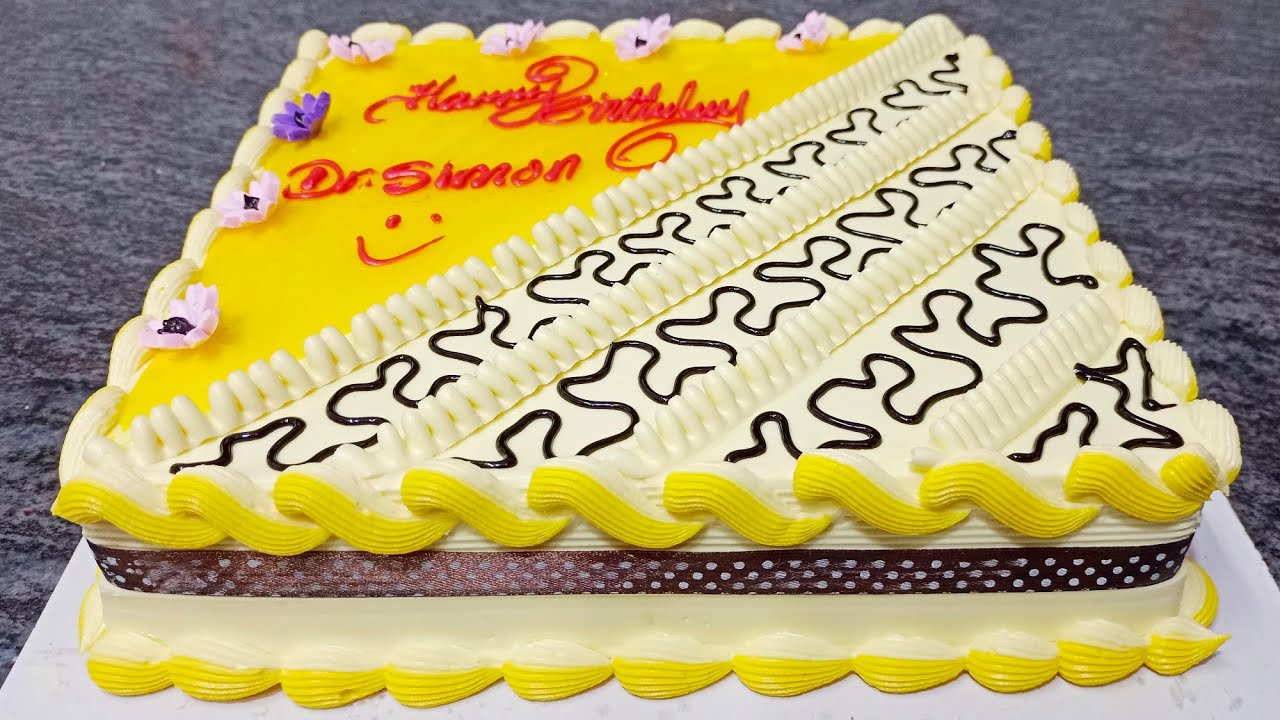 New trick cake buttercream square cake model and yellow colour ...
