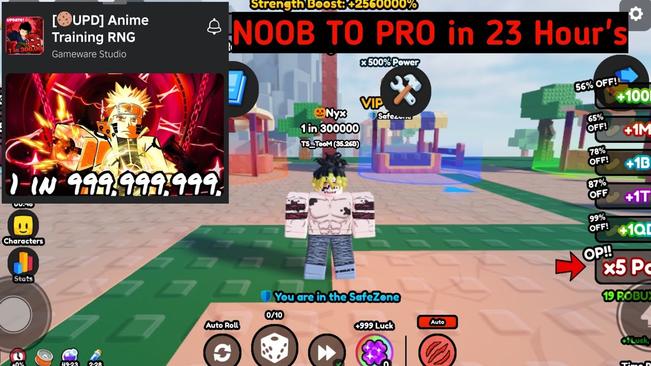 Roblox จาก NOOB ไป PRO ใน 23ชั่วโมง [Anime Training RNG] - YouTube