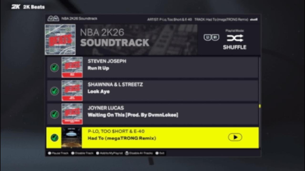 NBA 2K26 Soundtrack Songs List PS5 - YouTube