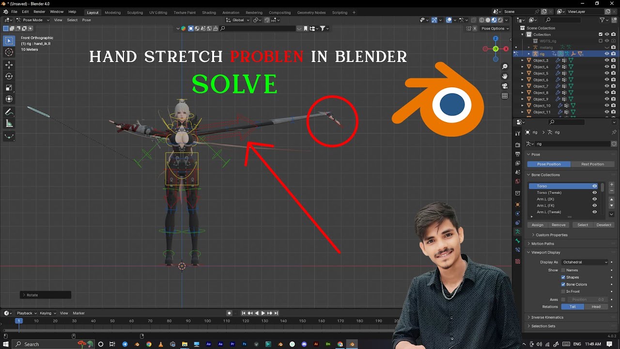 How to solve hand stretch problem in blender - YouTube