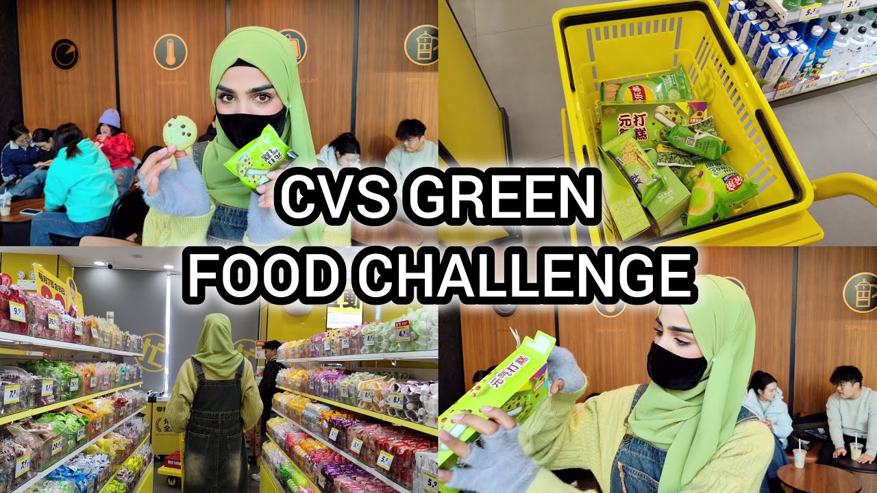 🇨🇳 CVS GREEN FOOD CHALLENGE ONLY 💚 | A Day In My Life In China - YouTube