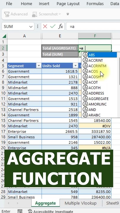 Aggregate Function in Excel ! Sum a Range Ignoring Error Value | Advanced Excel #shorts - YouTube
