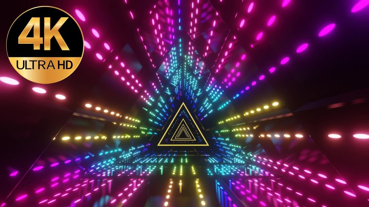 10 Hour 4k TV meditation screensaver triangle metallic Neon tunnel ...