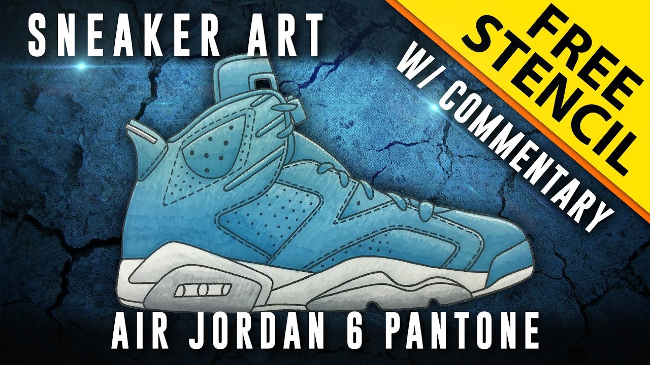 Sneaker Art: Air Jordan 6 Pantone w/ Downloadable Stencil - YouTube