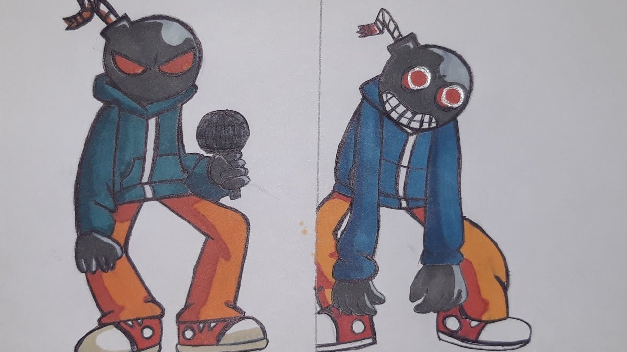 How to draw Whitty from Friday Night Funkin | Как нарисовать Уитти из ...