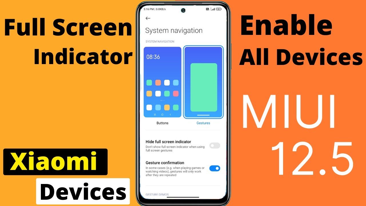 how to enable full screen indicator in miui 12.5 | How Enable Full ...