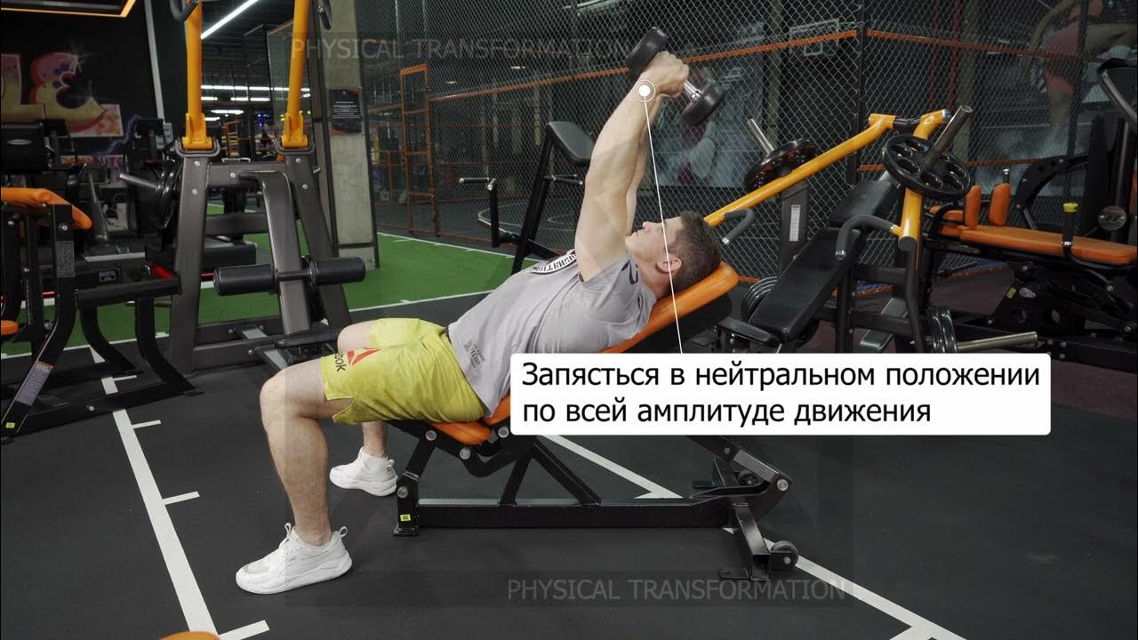 Французский жим с гантелями на наклонной скамье Incline Bench Dumbbell