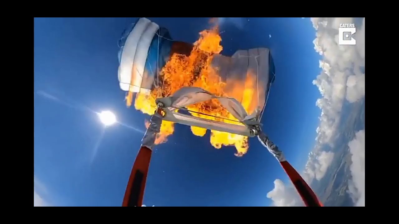 Parachute on fire - YouTube