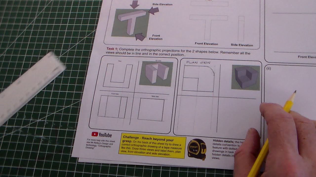 Orthographic Drawing 2 introduction task 1 Pt 2 - YouTube